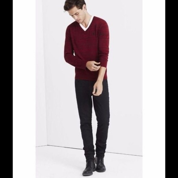 Express | Sweaters | Express Marled Smal Lion Vneck Sweater Red Xl ...
